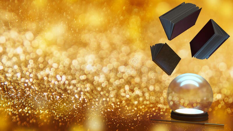 The Magic Ball on Wood Table in Library 3d Rendering Stock Illustration ...