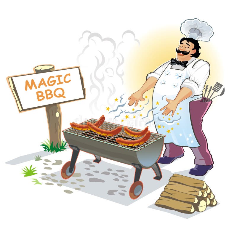 Magic barbecue master stock vector. Illustration of outdoor - 8974005