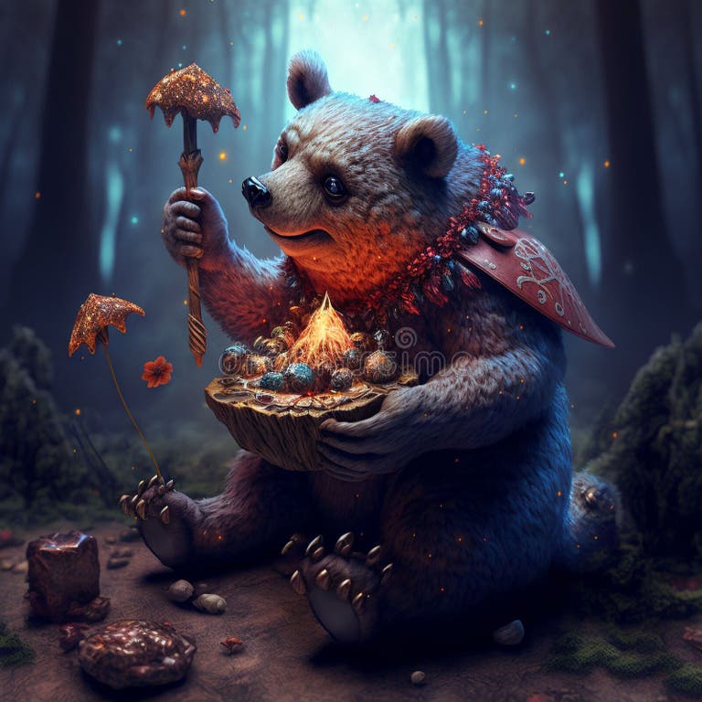 Bear Magic in the Wild - AI Generated Stock Illustration - Illustration ...
