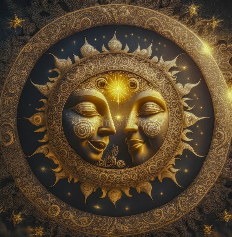 Magic Beautiful Stylized Sun. an Ancient Depiction of the Face of the ...