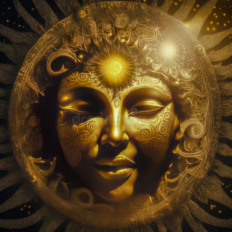 Magic Beautiful Stylized Sun. an Ancient Depiction of the Face of the ...