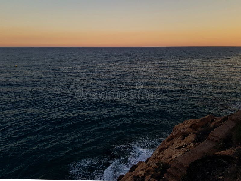 Magic Beautiful Sunset on the Mediterranean Sea, Rocks and Waves. Stock ...