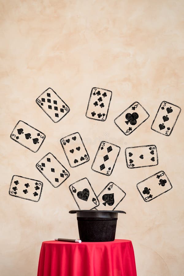 Magic Black Top Hat and Playing Cards Stock Photo - Image of ...