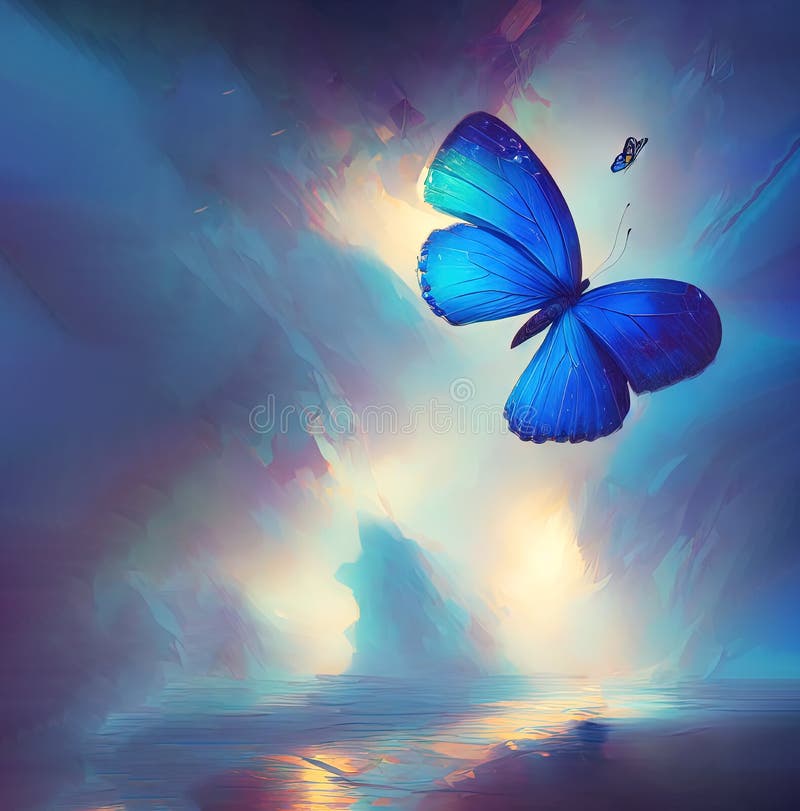 Magic Butterflies on Water. 3D Illustration Stock Illustration ...