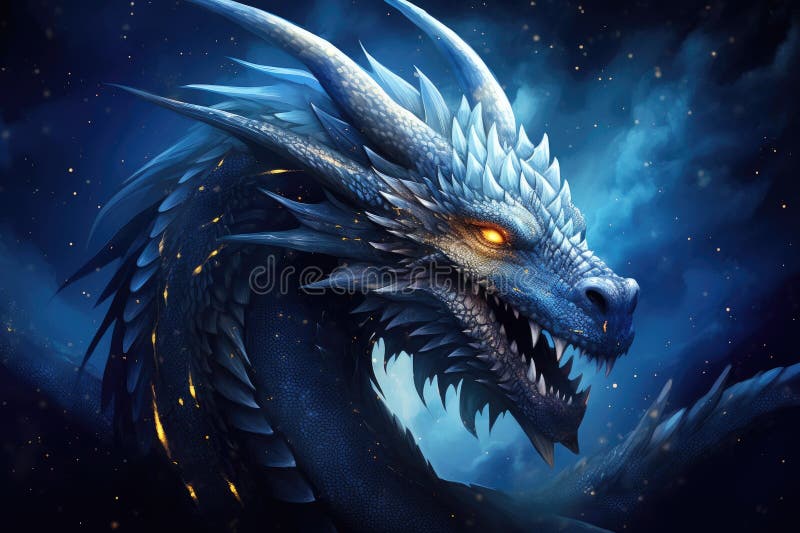 Magic Blue Dragon, Fantasy Concept of Dragon Energy Stock Illustration ...
