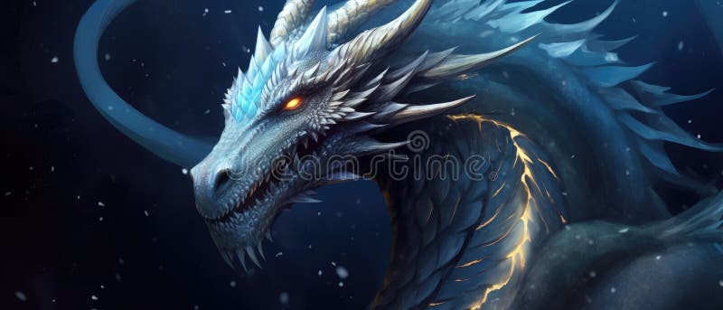 Magic Blue Dragon, Fantasy Concept of Dragon Energy Stock Illustration ...
