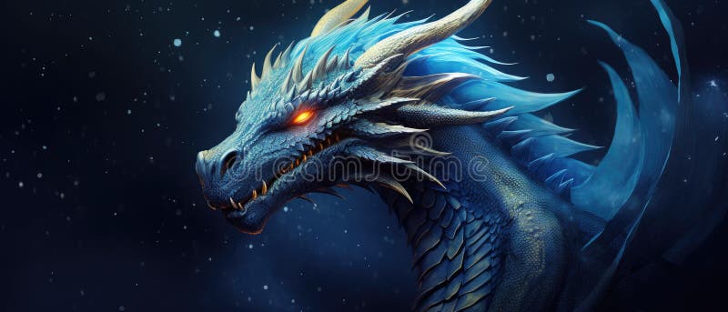 Magic Blue Dragon, Fantasy Concept of Dragon Energy Stock Illustration ...