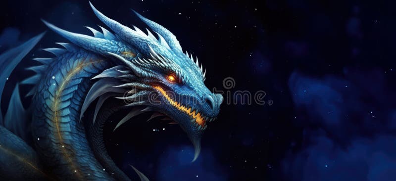 Magic Blue Dragon, Fantasy Concept of Dragon Energy Stock Illustration ...