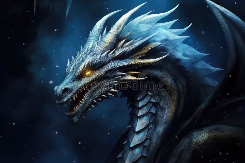 Magic Blue Dragon, Fantasy Concept of Dragon Energy Stock Illustration ...