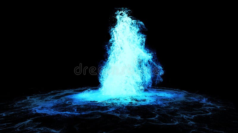 Magic Blue Fire Isolate on Dark. 3d Rendering. Stock Illustration ...