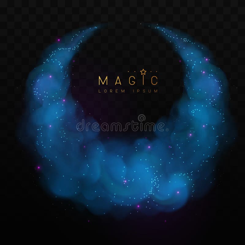 Magic Blue Glittering Shiny Trail. Flows of Realistic Blue Smoke or ...