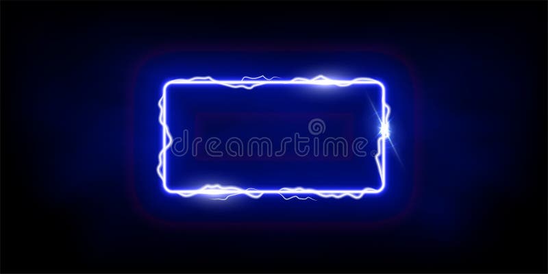 Magic Blue Rectangle of Thunder Storm Blue Lightnings. Magic and Bright ...