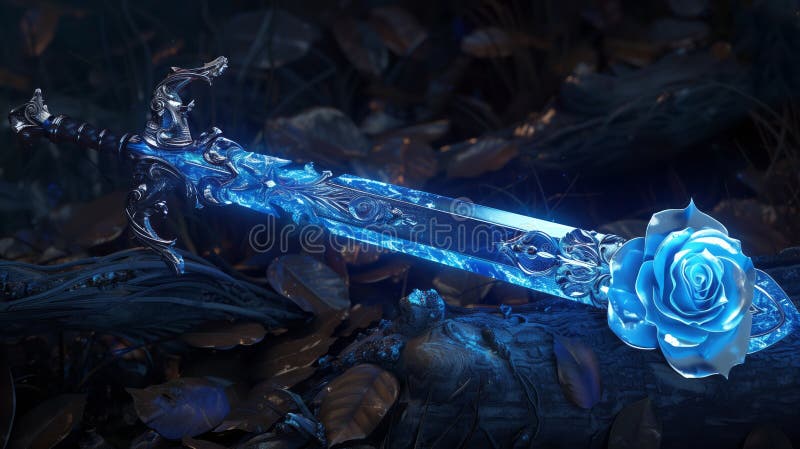 Magic blue rose sword stock photo. Image of pattern - 321464688