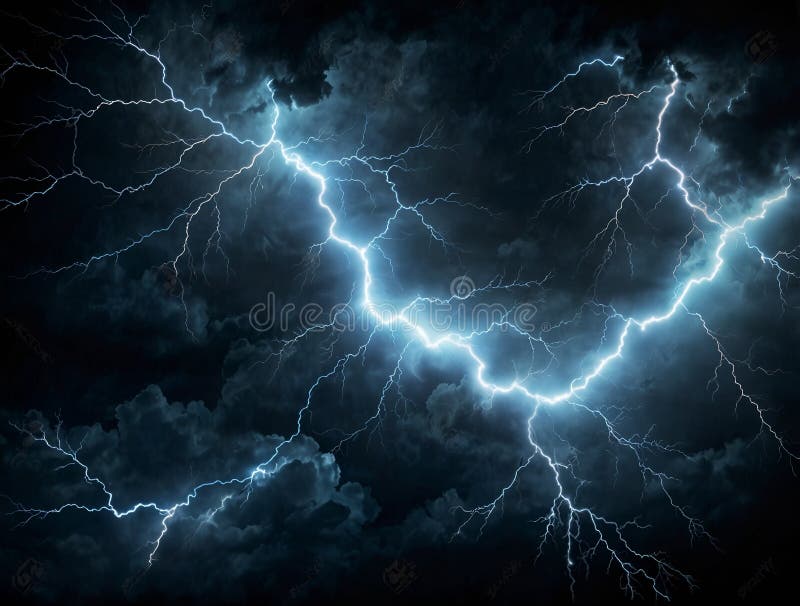 Magic Blue Thunder Storm Blue Lightnings Magic and Bright Light Effects ...