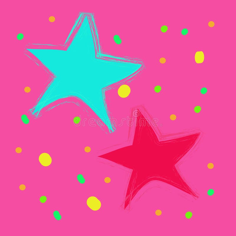 Magic Bokeh Colorful Star on a Pink Background Stock Illustration ...
