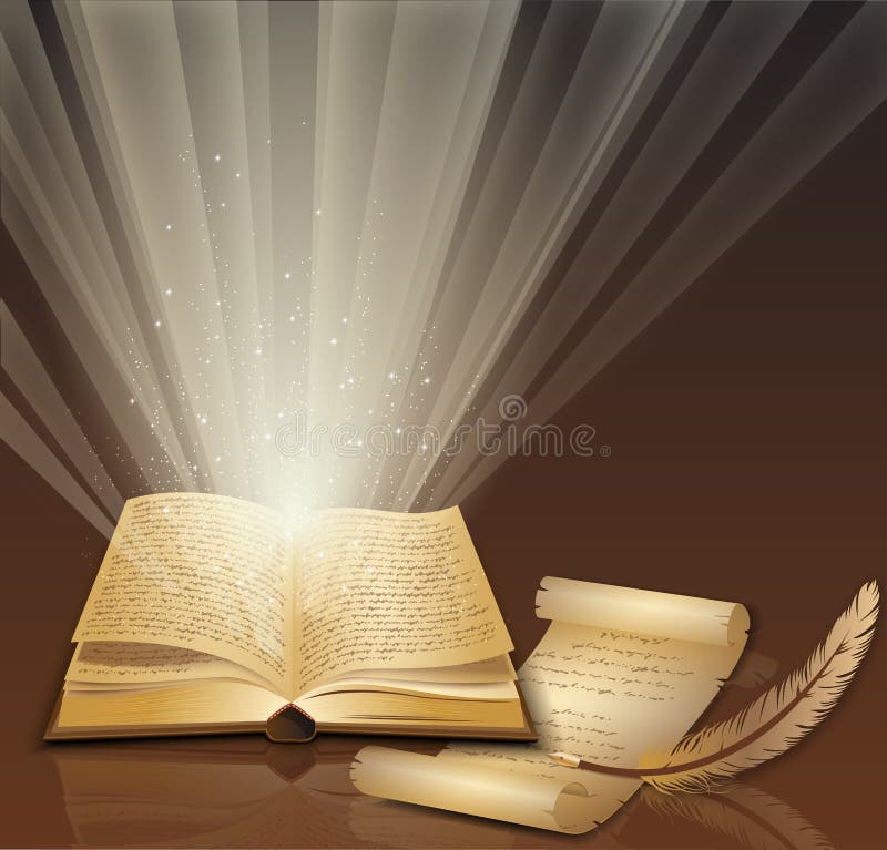 Woman Silhouette with Magic Book, Wish Come True Concept Stock Vector ...