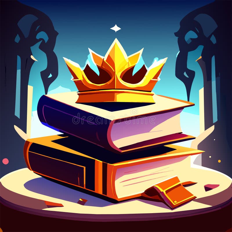 Magic Book with a Crown on Top. Vector Illustration in Cartoon Style ...
