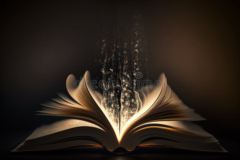 Magic Book. an Enchanted Book with a Magical Glow in the Dark Stock ...