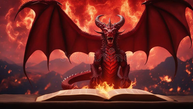 Magic Book with Fire Inspired on the Book of Revelations in the Bible ...