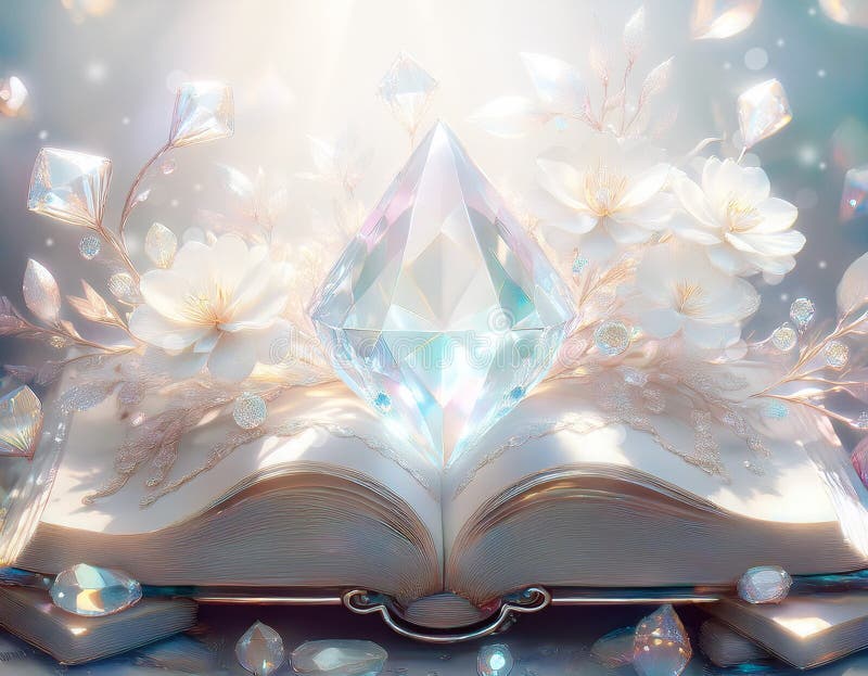 Magic Book and with Flowers Diamond Fairytale Light Stock Illustration ...