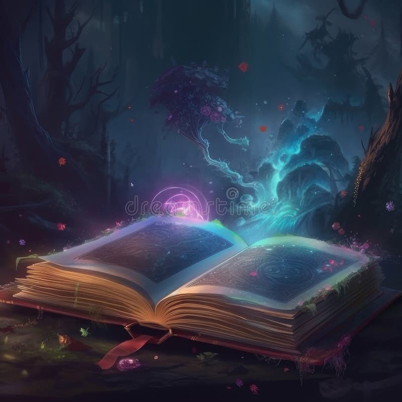 Magic Book in the Forest. AI Generative Stock Illustration ...