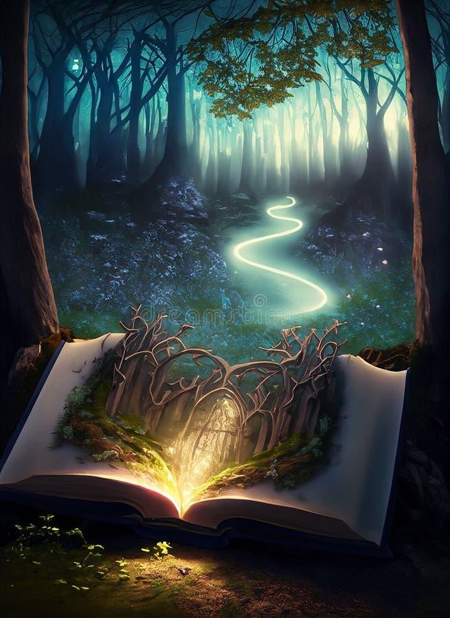 Magic Book in Magic Forest Suitable As Background Stock Illustration ...