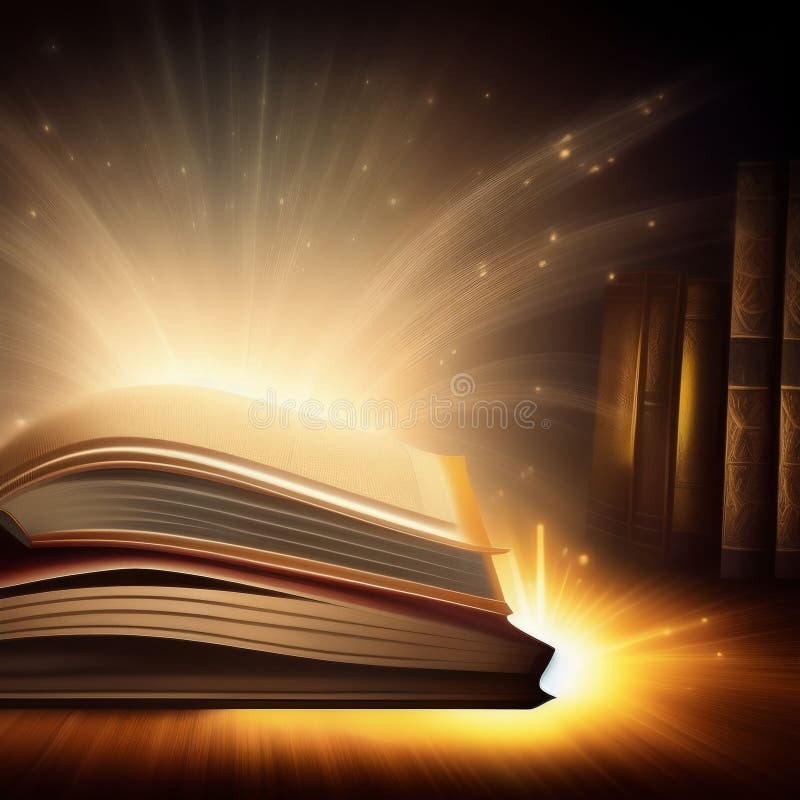 Magic book, magic light stock illustration. Illustration of design ...