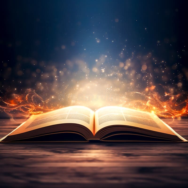 Magic Book, Lights Coming from an Open Book. Stock Illustration ...