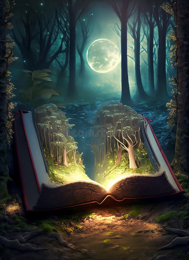 Magic Book in Magic Forest Suitable As Background Stock Illustration ...