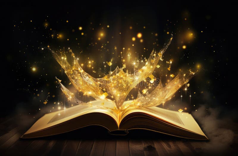 Magic book and magic light stock illustration. Illustration of lighting ...