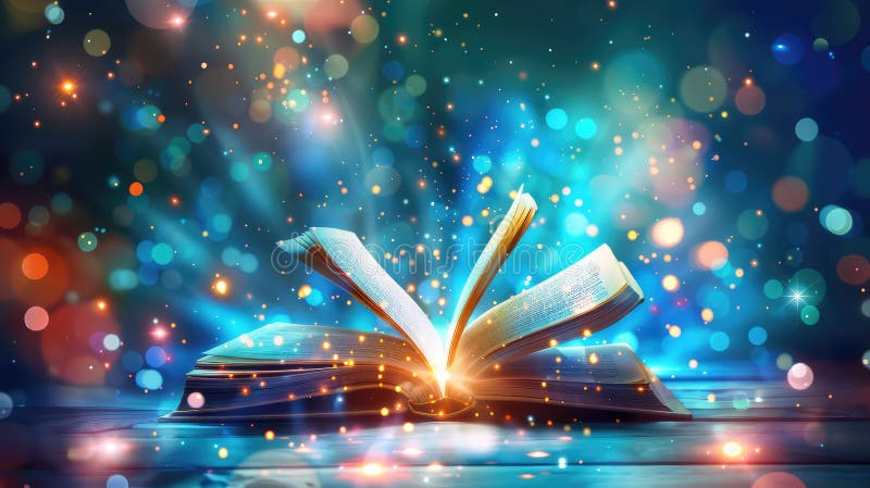 Magic Book with Open Pages in Front of Bright Lights: an Education ...