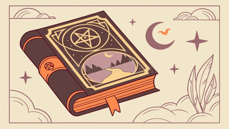 Magic Book with Symbols, Occult and Mystical Themes Vector Design ...