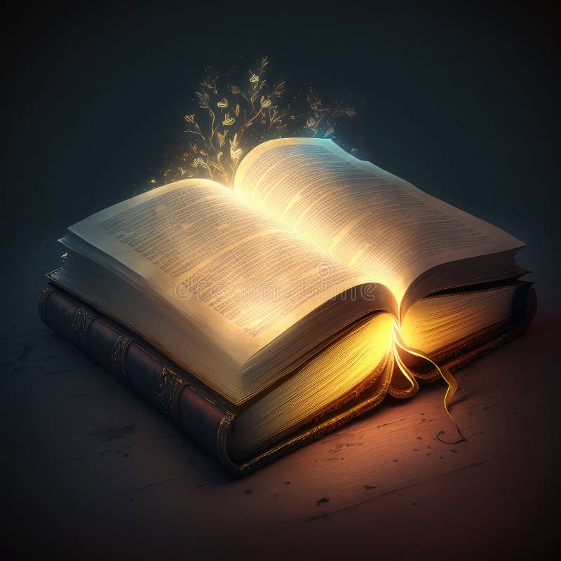 Magic Book from Which the Light Comes Stock Illustration - Illustration ...