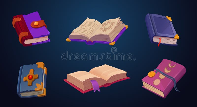 Set of Open and Closed Magic Books Stock Vector - Illustration of ...