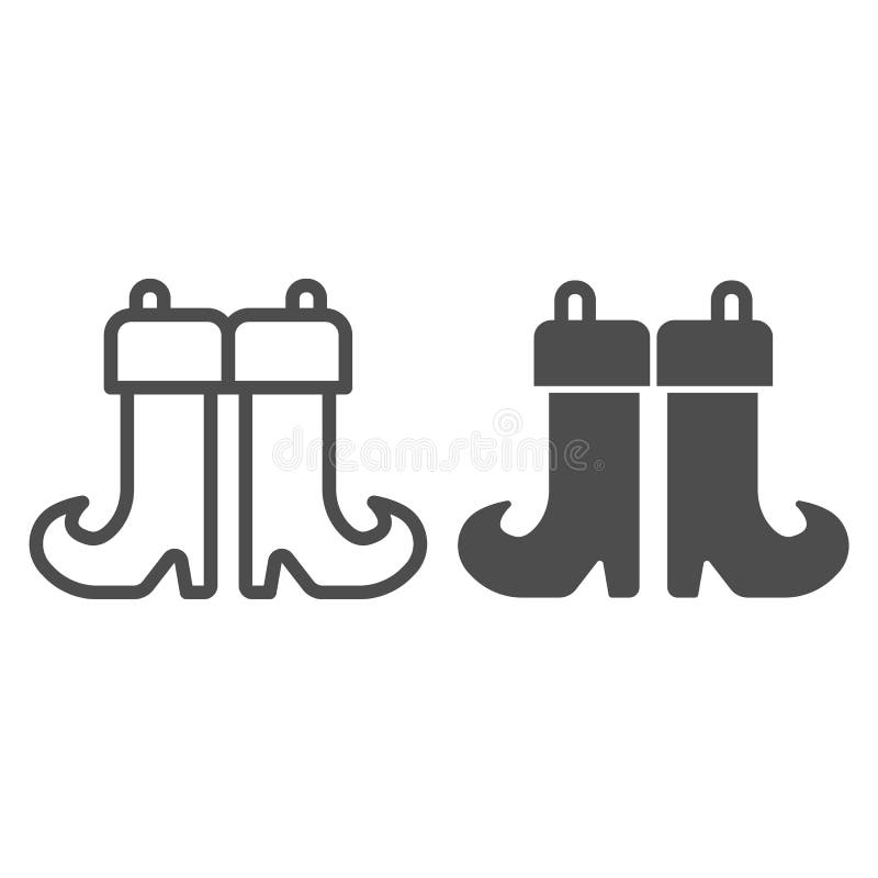 Magic Boots Line and Solid Icon, Halloween Concept, Witch Shoes Sign on ...