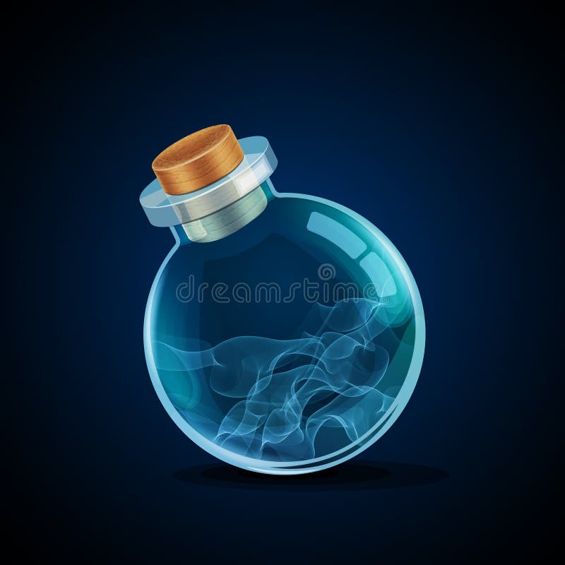 Magic bottle with smoke stock vector. Illustration of element - 135872139