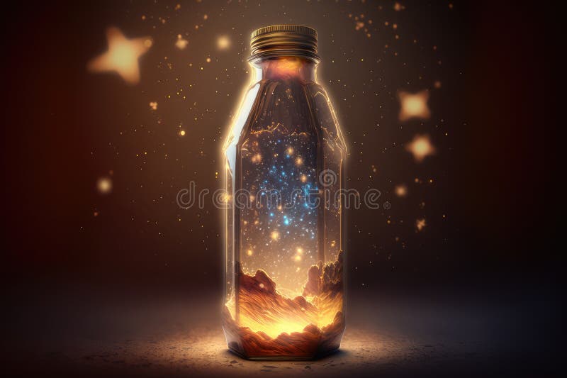 Magic Bottle with Star and Sky Inside the Bottle Stock Illustration ...