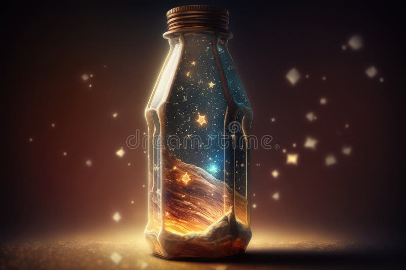 Magic Bottle with Star and Sky Inside the Bottle Stock Illustration ...