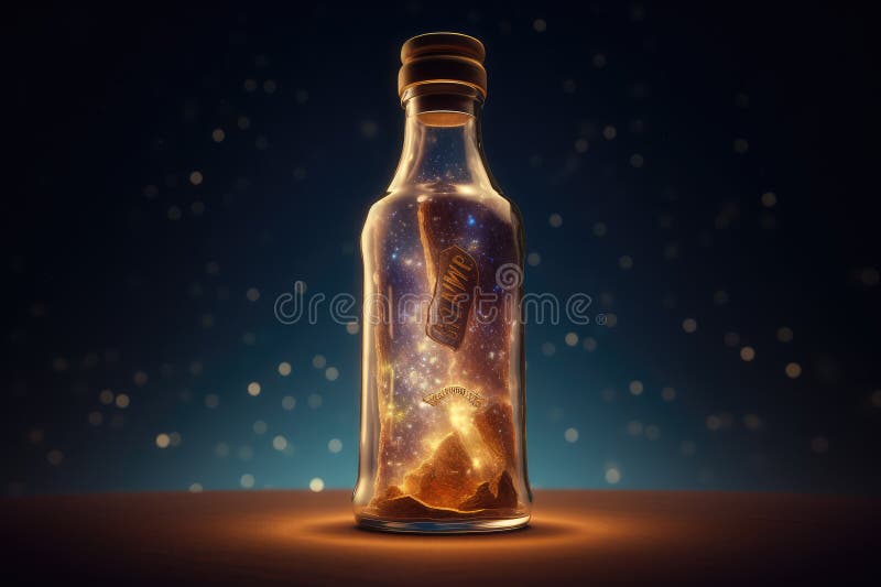 Magic Bottle with Star and Sky Inside the Bottle Stock Illustration ...