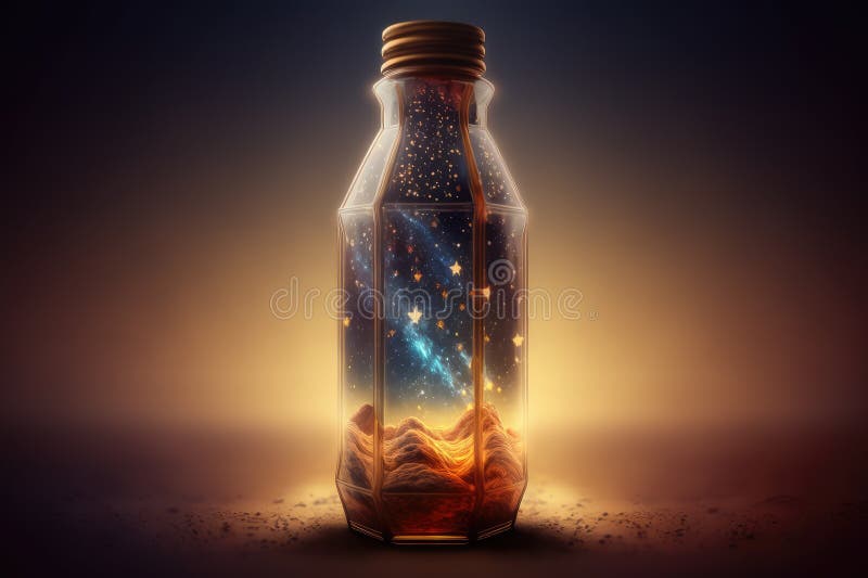 Magic Bottle with Star and Sky Inside the Bottle Stock Illustration ...