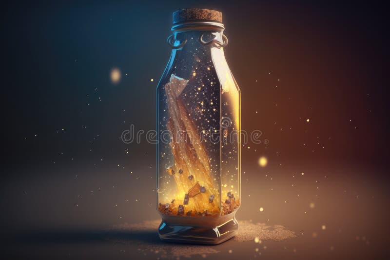Magic Bottle with Star and Sky Inside the Bottle Stock Illustration ...