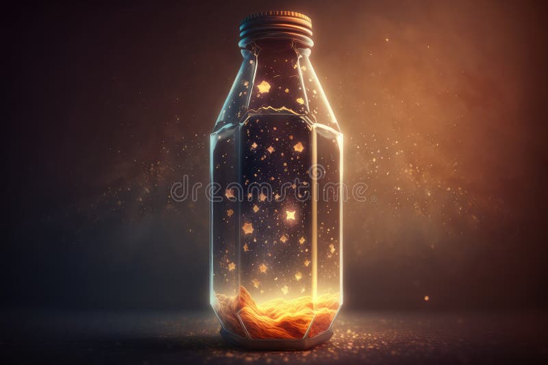 Magic Bottle with Star and Sky Inside the Bottle Stock Illustration ...