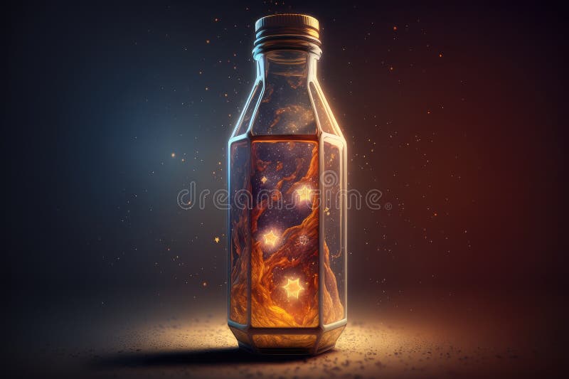 Magic Bottle with Star and Sky Inside the Bottle Stock Illustration ...
