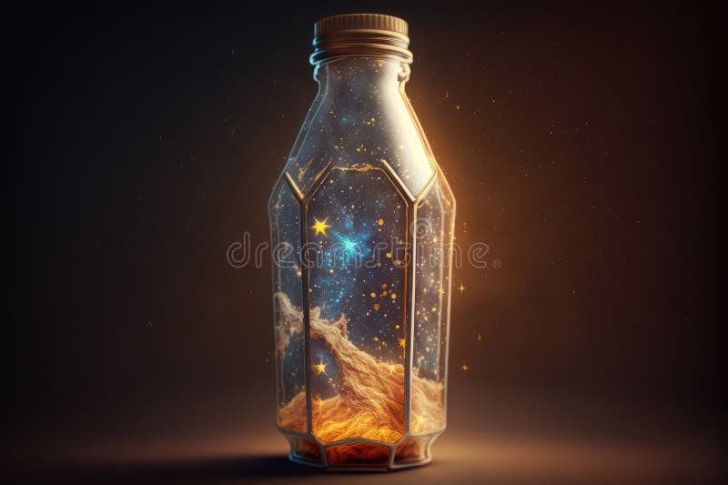 Magic Bottle with Star and Sky Inside the Bottle Stock Illustration ...