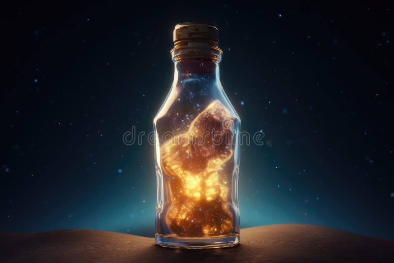 Magic Bottle with Star and Sky Inside the Bottle Stock Illustration ...