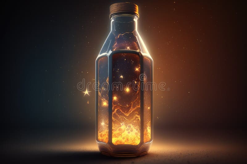 Magic Bottle with Star and Sky Inside the Bottle Stock Illustration ...