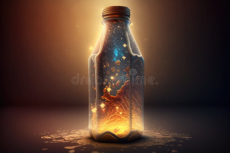 Magic Bottle with Star and Sky Inside the Bottle Stock Illustration ...