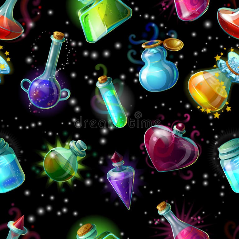 Magic Bottles Pattern Stock Illustrations – 827 Magic Bottles Pattern ...