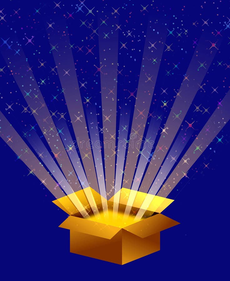 Magic Cardboard Box with Light Stock Vector - Illustration of delivery ...