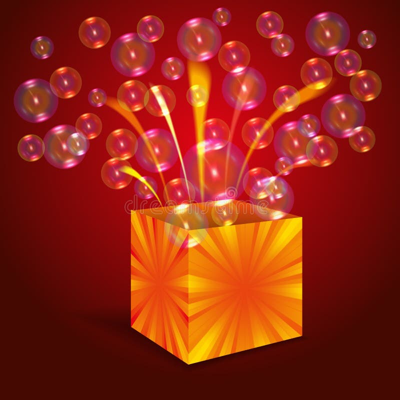 Magic box with bubbles stock vector. Illustration of glossy - 67413792